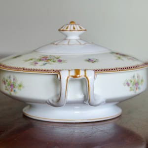 Vintage RC Pottery Lidded Floral Tureen With Silk Pink and Peach ...