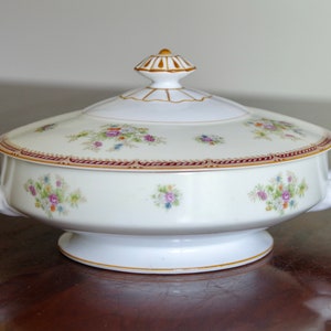 Vintage RC Pottery Lidded Floral Tureen With Silk Pink and Peach ...