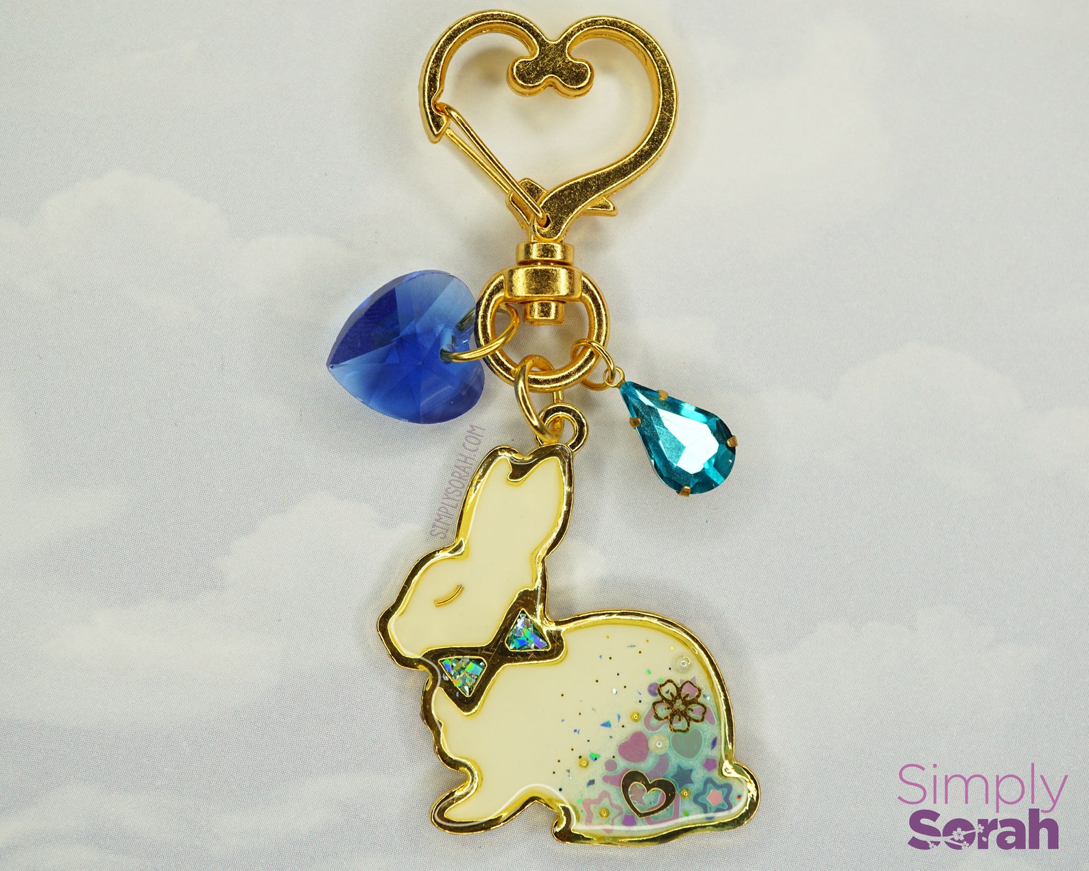 Blue Accent Bunny Keychain With Holographic Bow Holo - Etsy