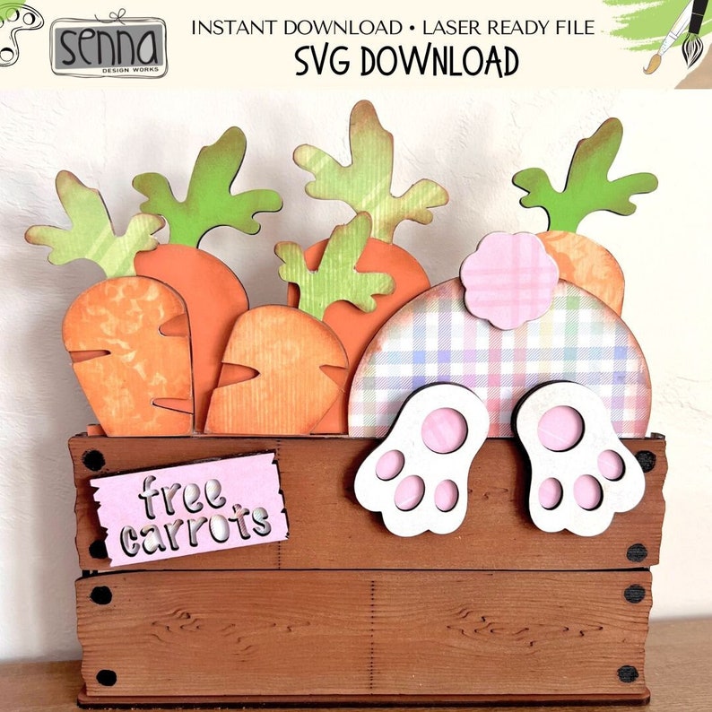 Wooden Crate Easter Svg Easter Interchangeable Svg Wooden Crate Bunny Svg Paint Party Laser ...