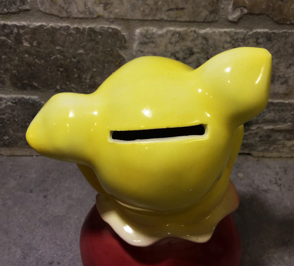 Retro Kitschy Piggy Bank Real Pig Bank Yellow Ceramic Piggy - Etsy