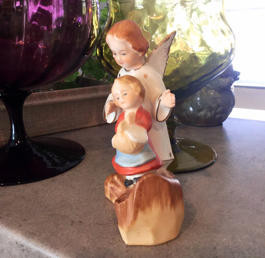 Made in Japan Angel Figurine - Angel With Baby Figurine - Kitschy Angel ...