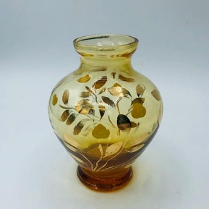 Vintage Amber Vase / Italian Amber Vase / Amber Glass Vase / Hand ...