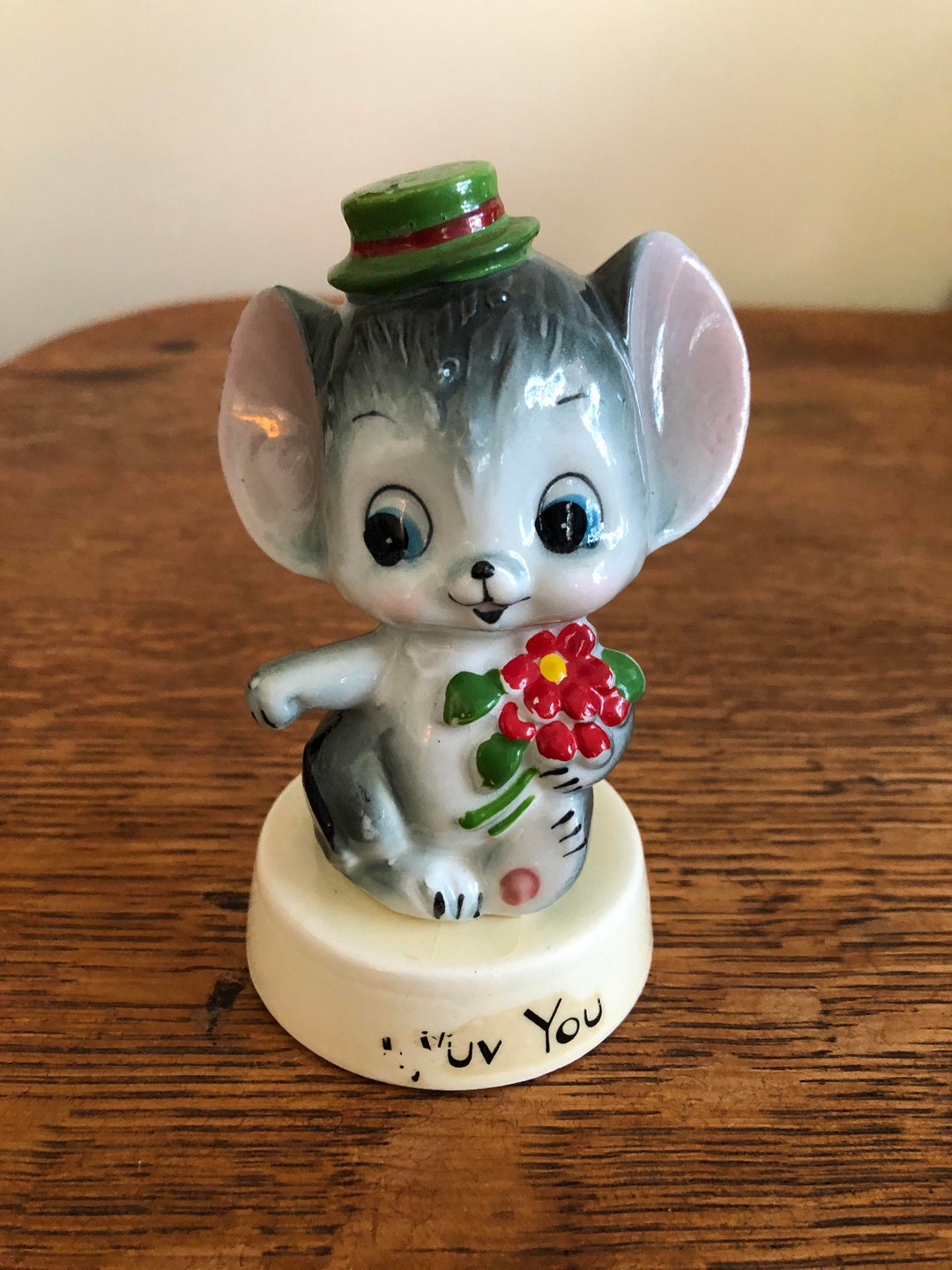 Vintage Mouse With Hat Figurine - Etsy