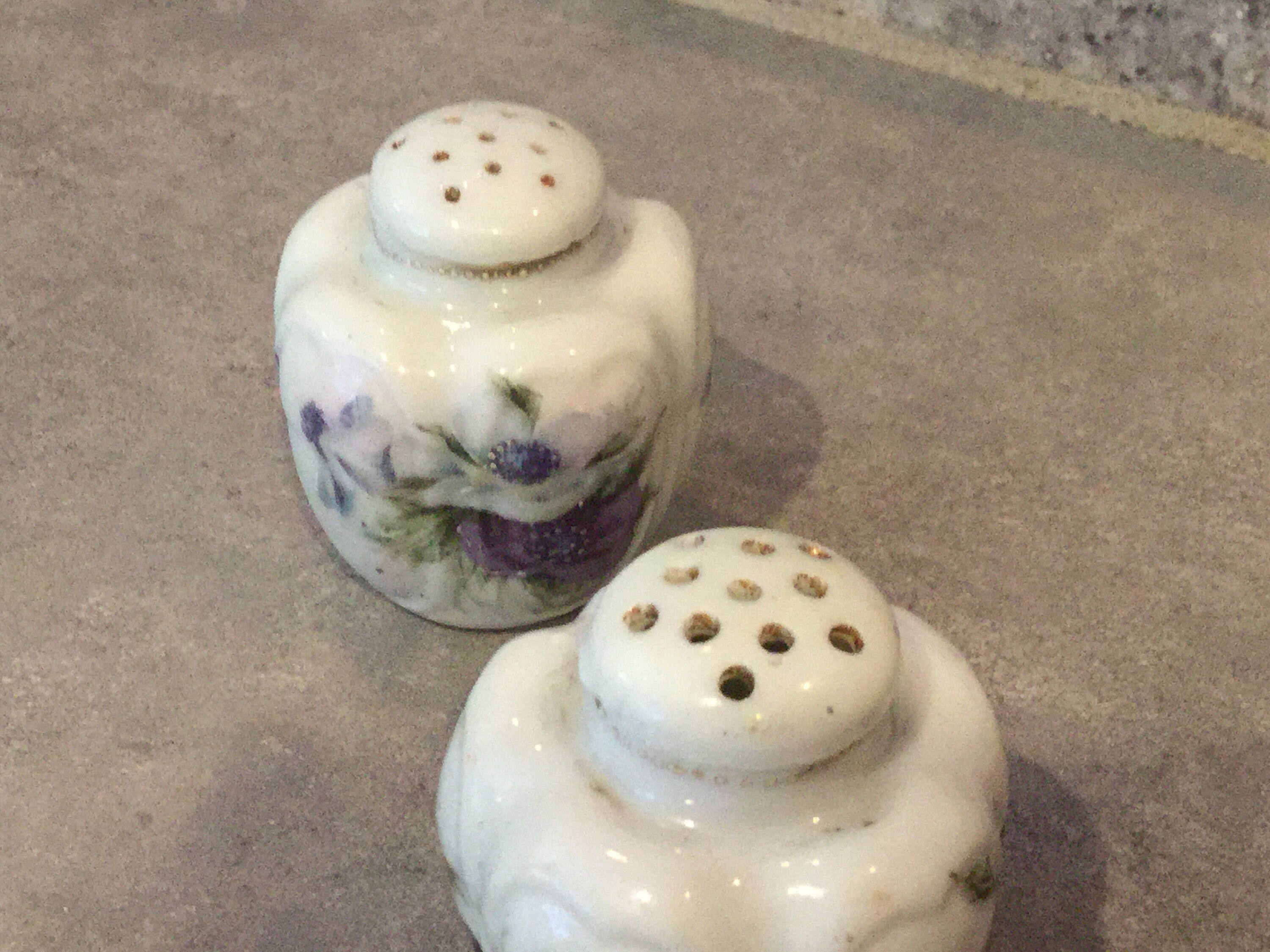 Vintage Hand Painted Ceramic Salt and Pepper Shakers With Purple ...