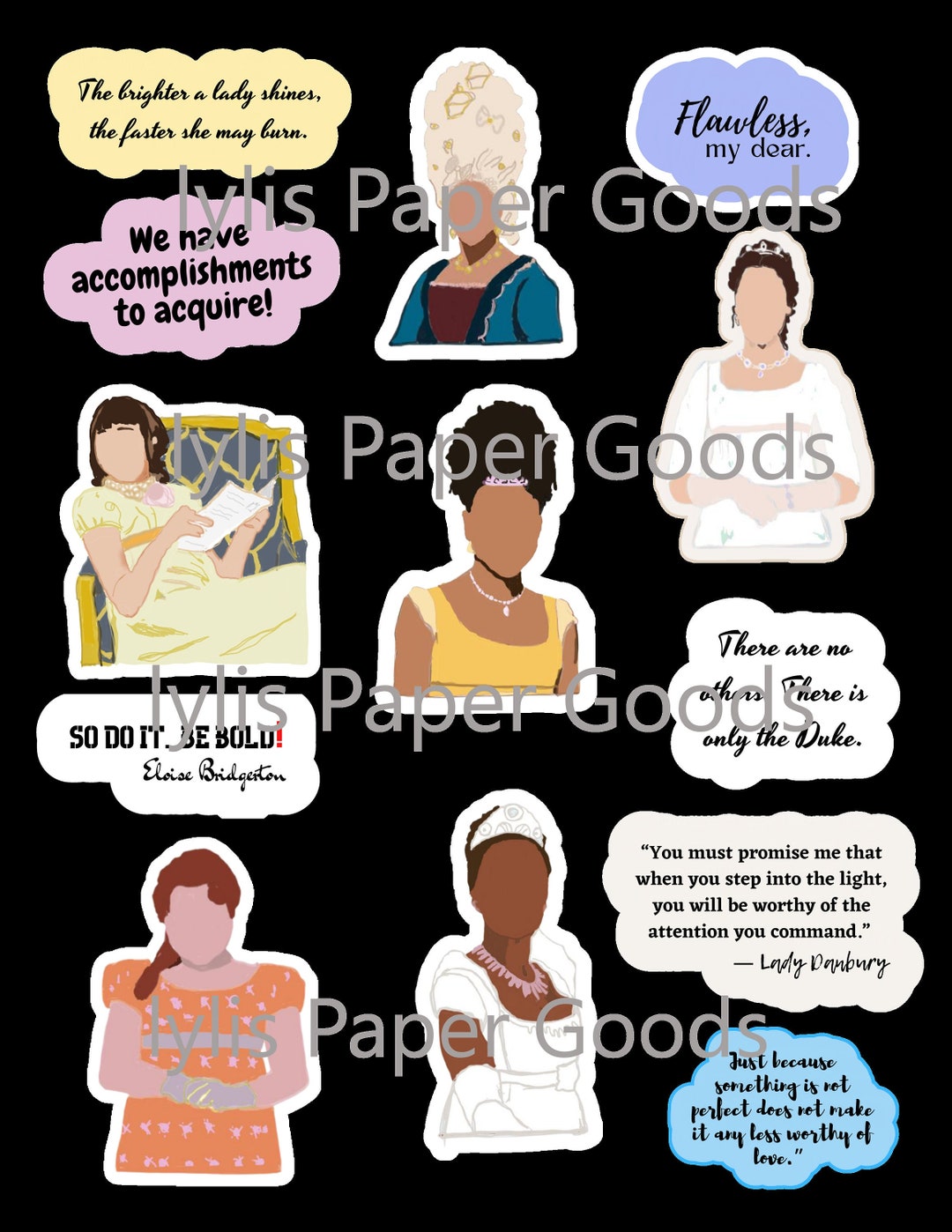 BRIDGERTON BUNDLE Season One Stickers Instant Download PNG Files - Etsy