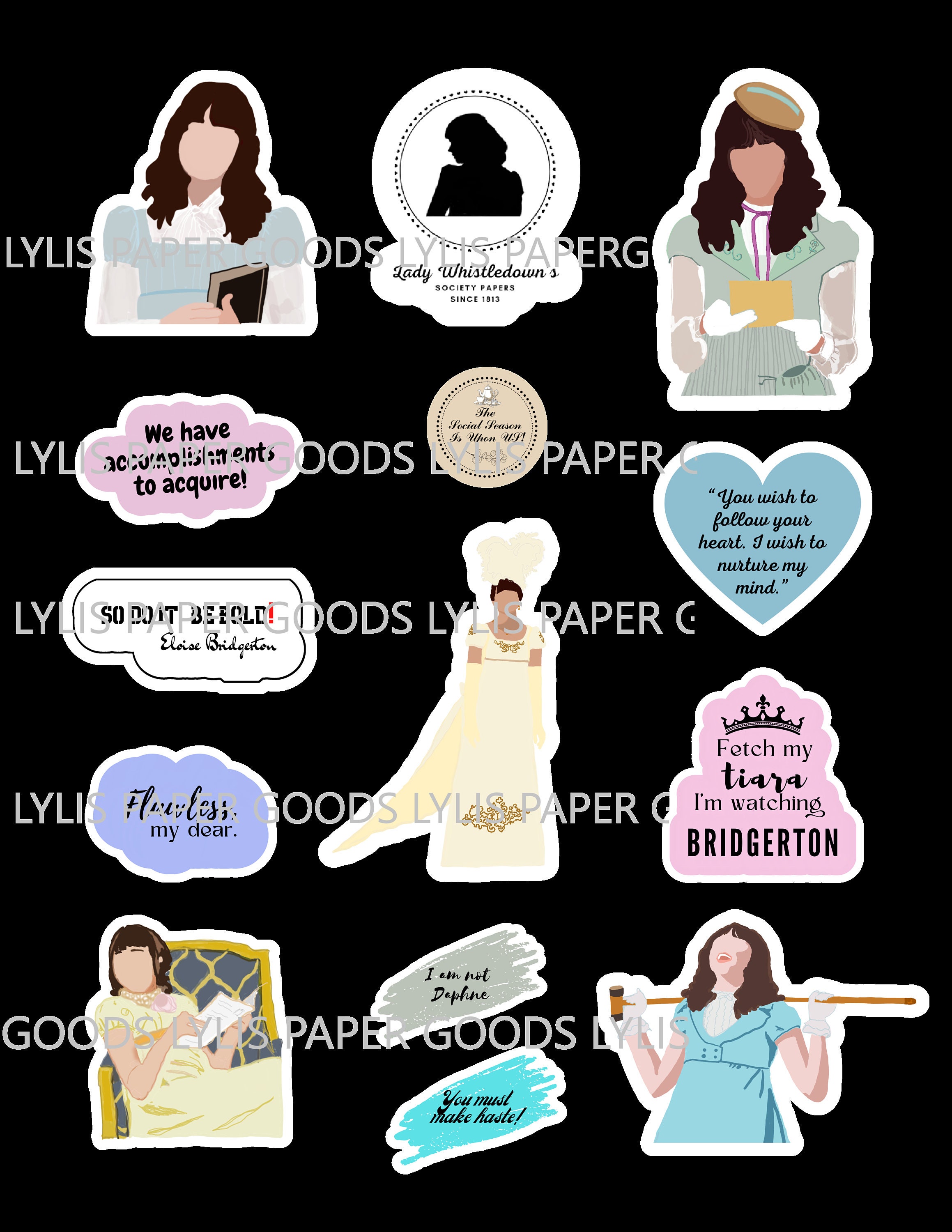 BRIDGERTON STICKERS Bundle Season Two Eloise Bridgerton - Etsy