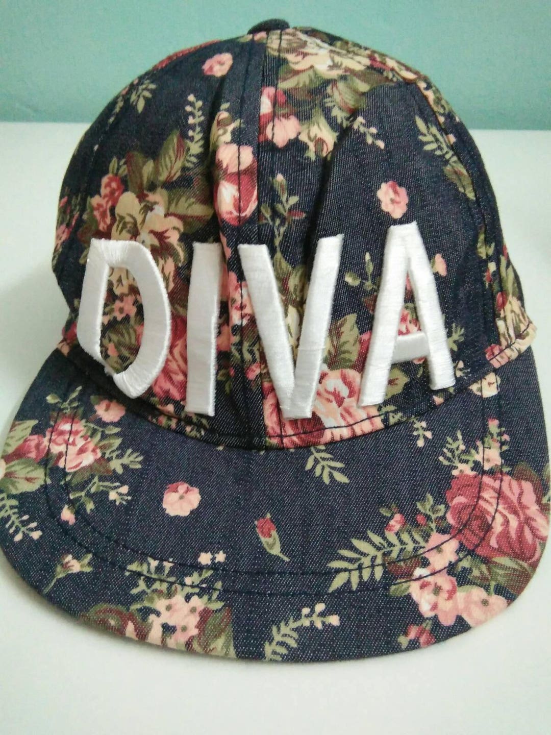 Rare Vintage DIVA Hat Cap, Embroidered Logo, Spell Out Logi, Flower ...