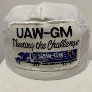 Rare Vintage UAW-GM Hat Cap, Meeting the Challenge, Big Patches, Big ...