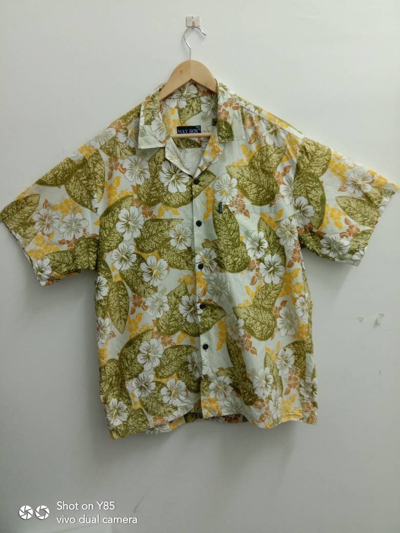 Rare Vintage 90s MAX BOY INTERNATIONAL Hawaii Shirt, Flower Design, Big ...