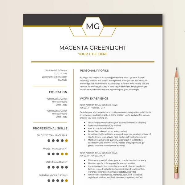 Resume Monogram - Etsy