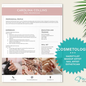 Nail Technician Resume Template, Esthetician Resume, Modern Resume ...