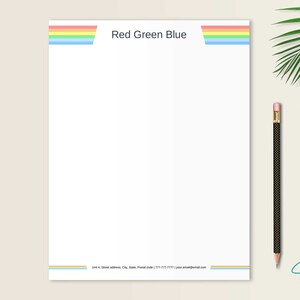 Rainbow Design Letterhead Template Printable and Editable in Word ...