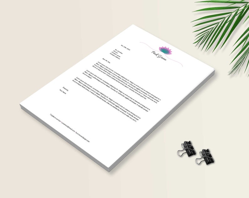 Floral Letterhead Template | Lotus Flower Letterhead Design | Editable ...