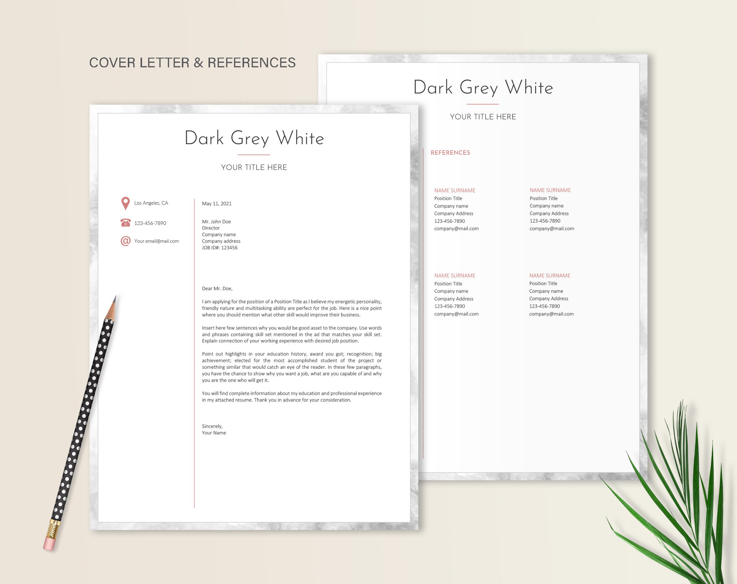 Resume Template, Elegant Resume, Modern Resume, Marble Resume, Resume ...