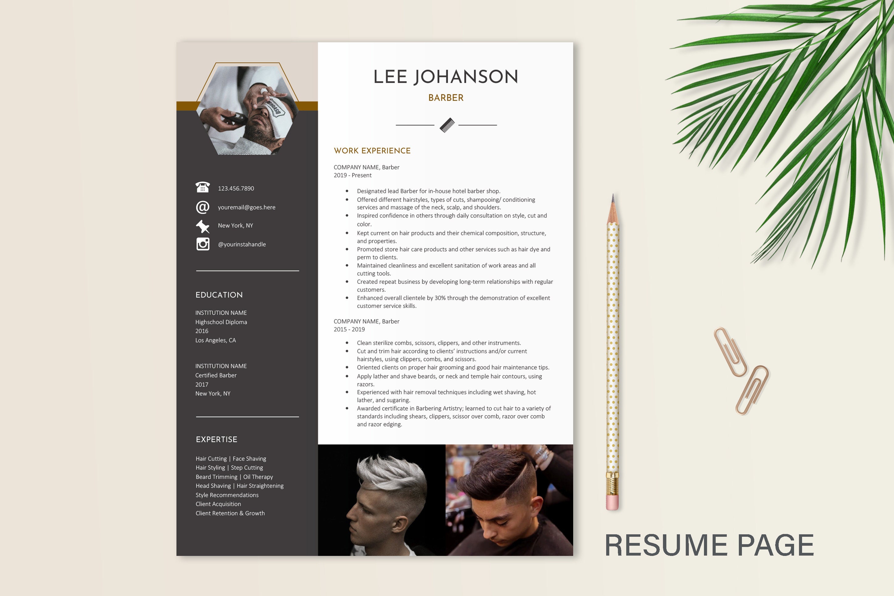 Barber Resume Design Hairdresser Resume Hairstylist Resume - Etsy Canada