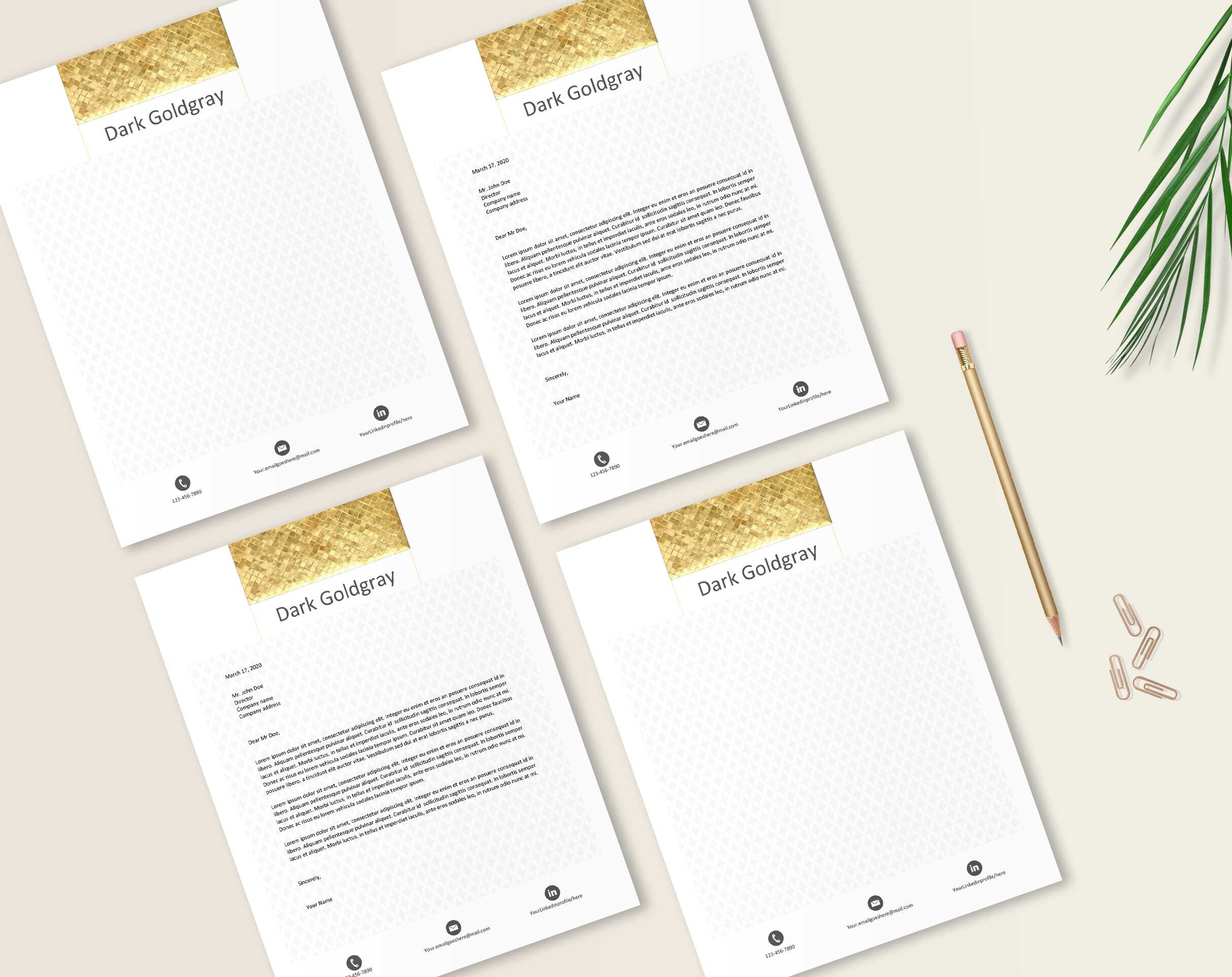 Luxury Letterhead Template DIY Stationery Gold Stationery Paper ...