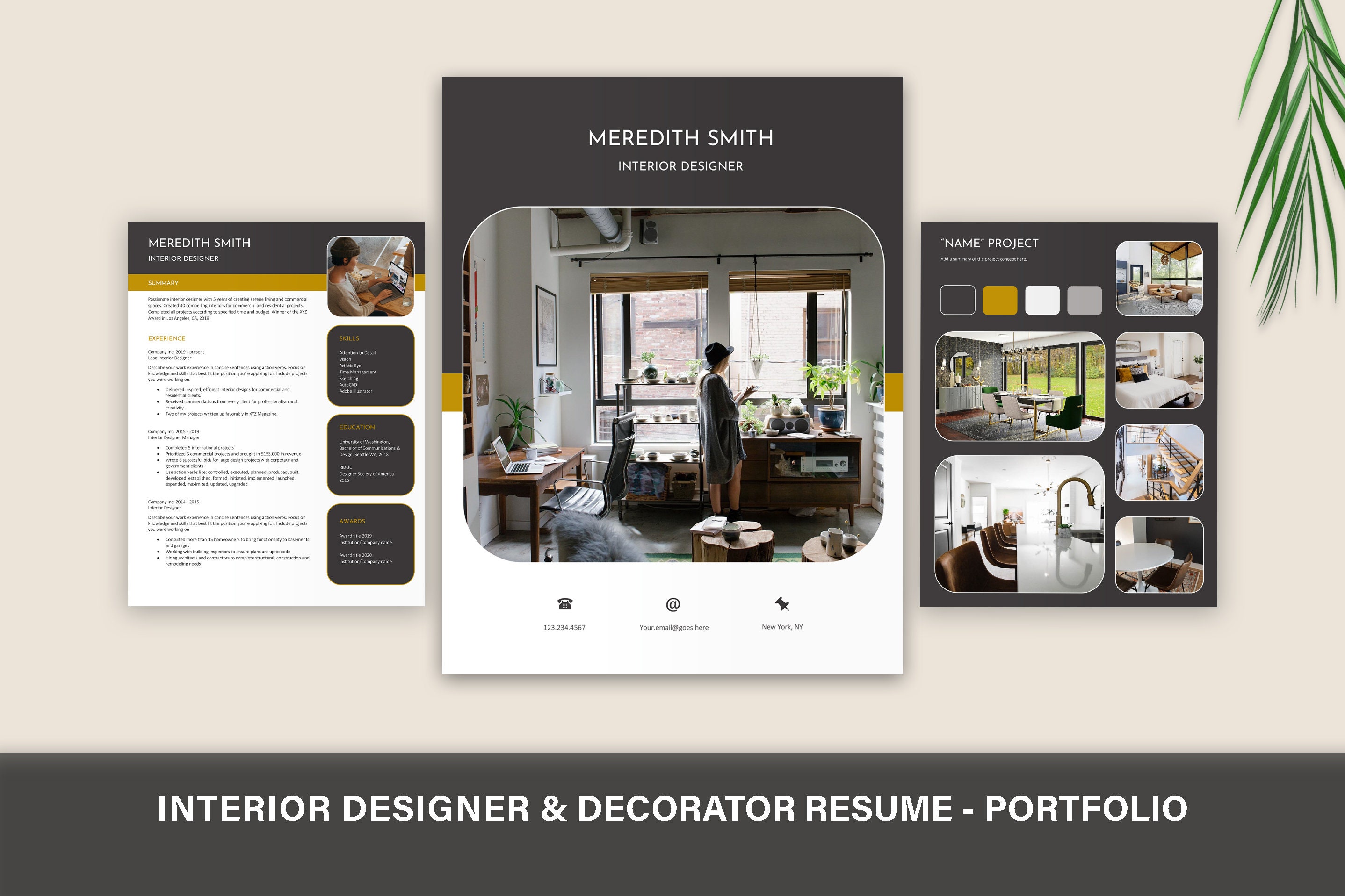 Interior Designer CV, Interior Design Resume Portfolio, Interior ...
