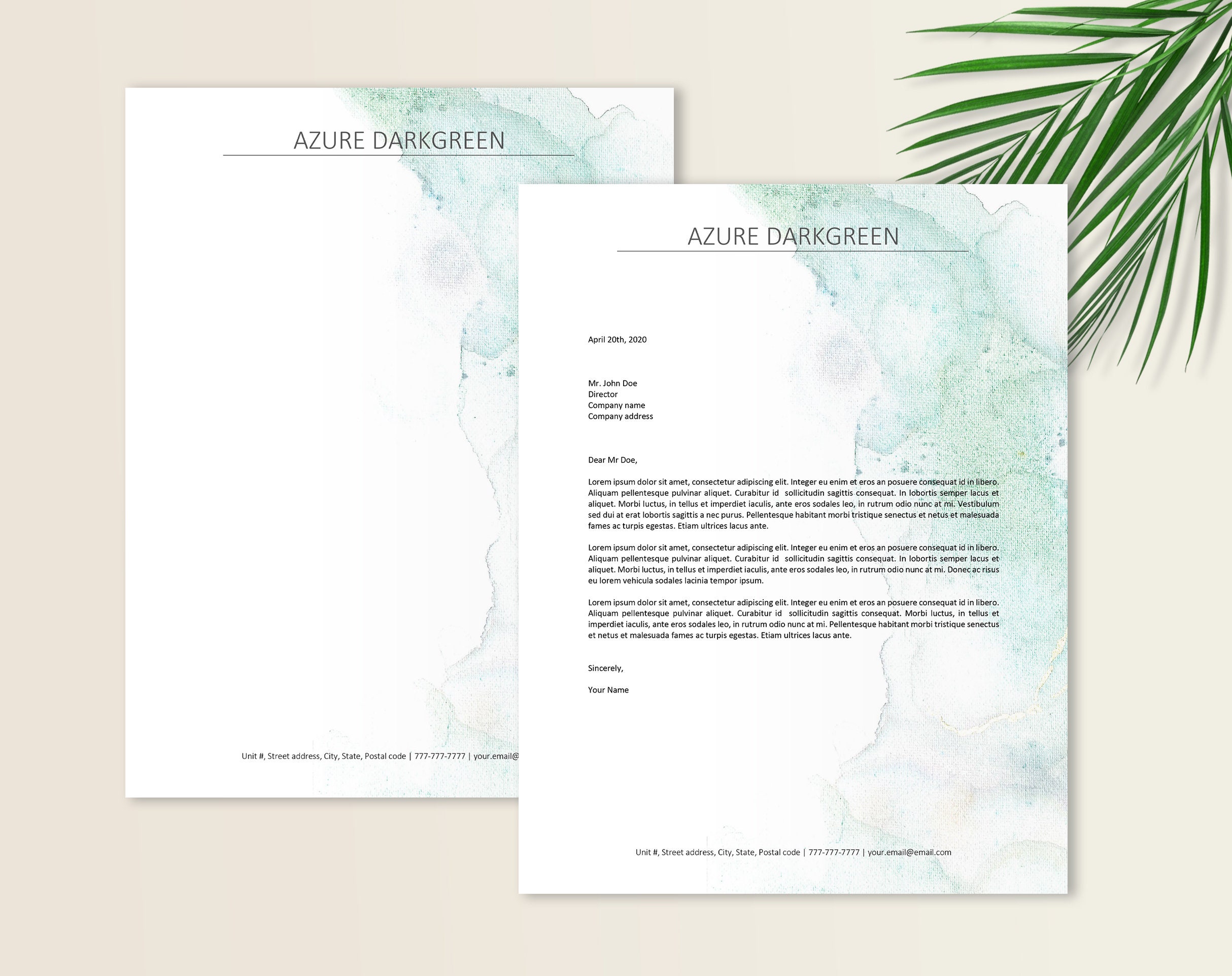 Business Letterhead Indesign Stationery Word Template Personal ...