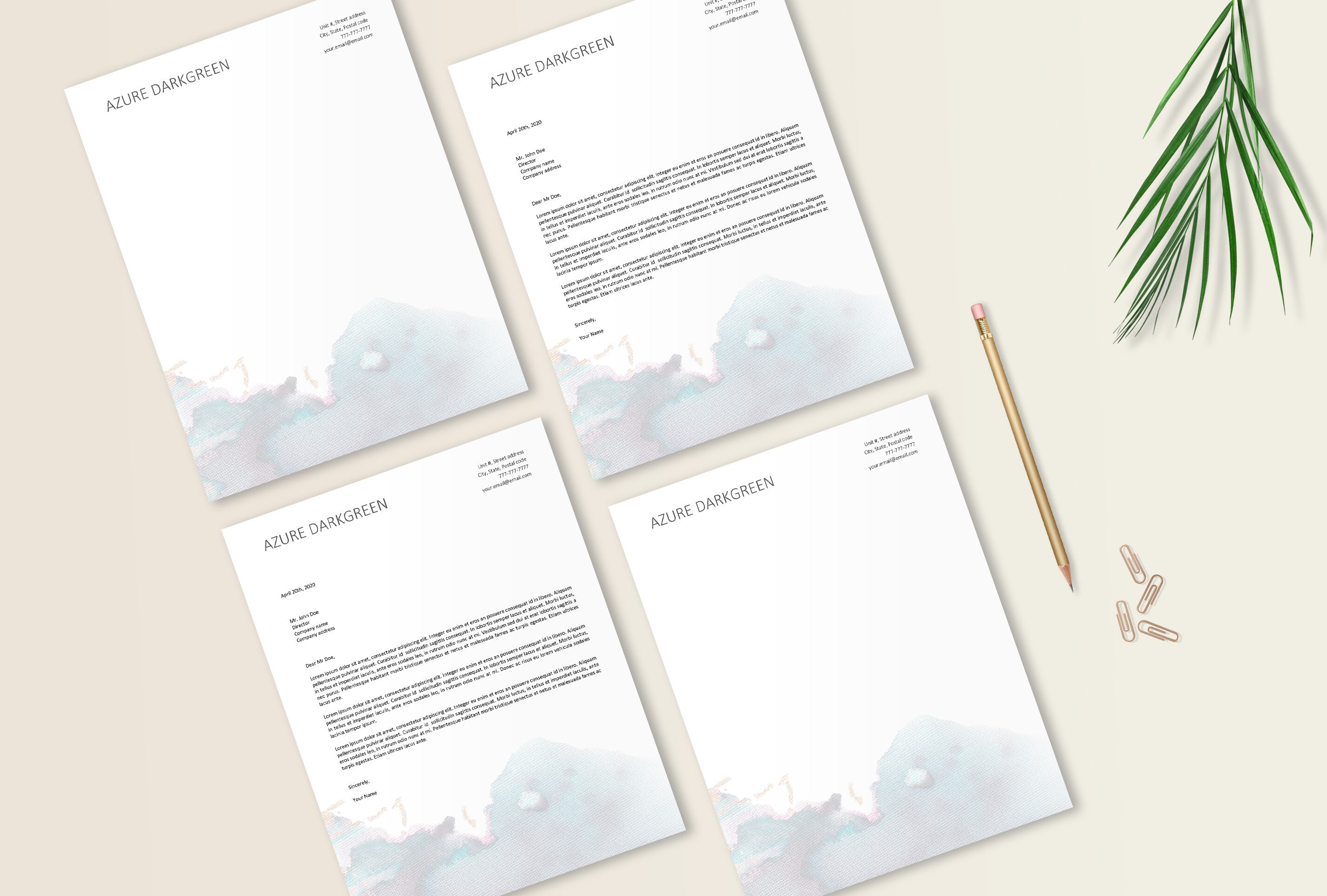 Business Letterhead Indesign Stationery Word Template Personal ...