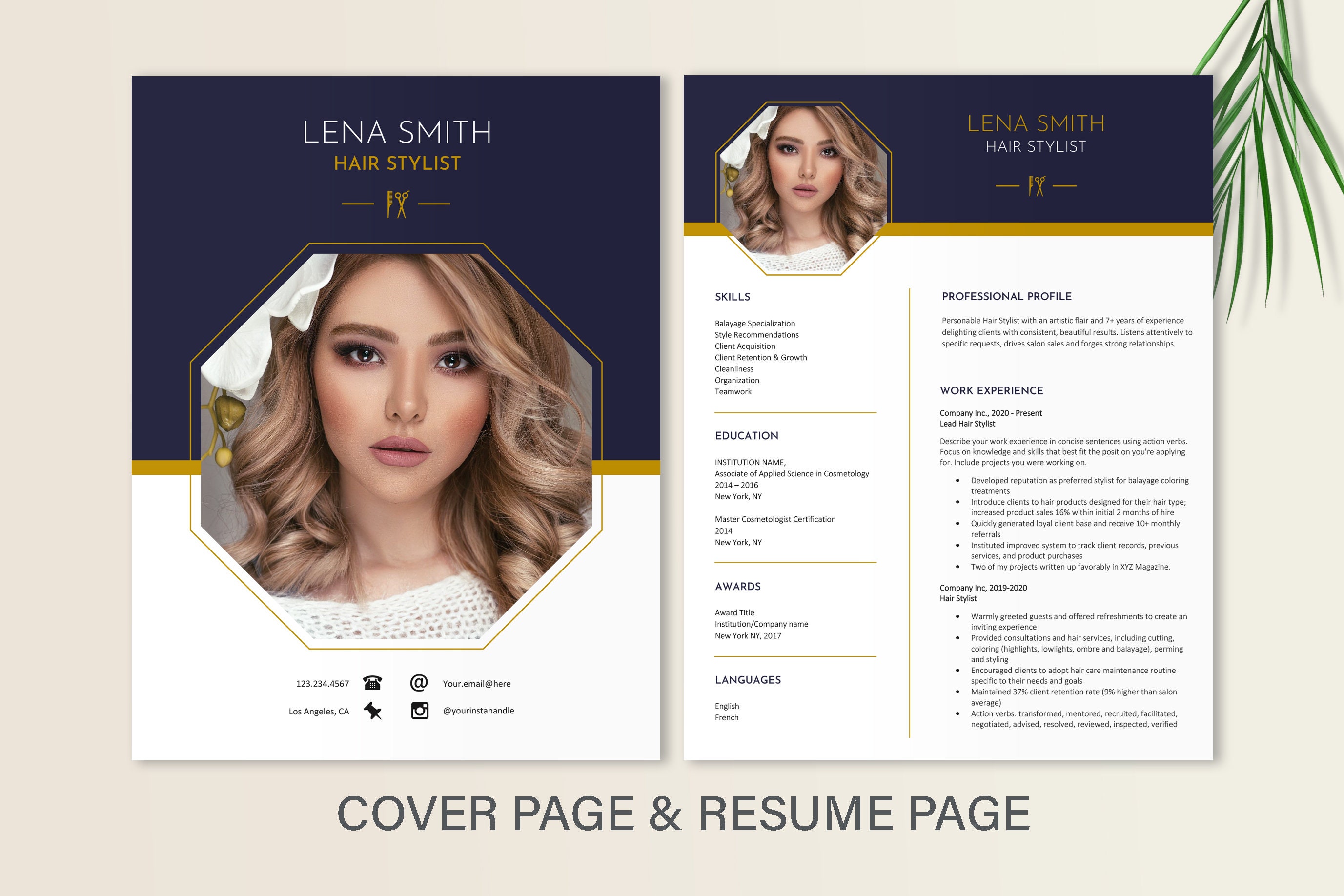Hair Stylist Resume Design Hair Stylist Portfolio Hairdresser CV Resume ...
