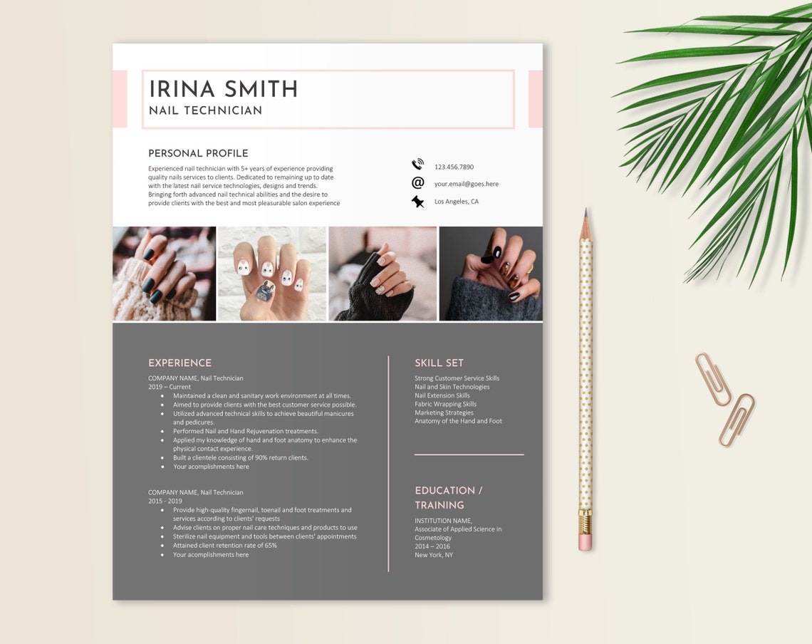 Nail Technician Resume Template, Esthetician Resume, Modern Resume ...