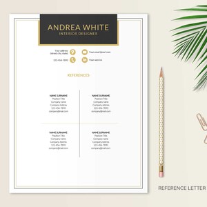 Black and Gold Resume Template + Cover Letter | Modern Resume Editable ...