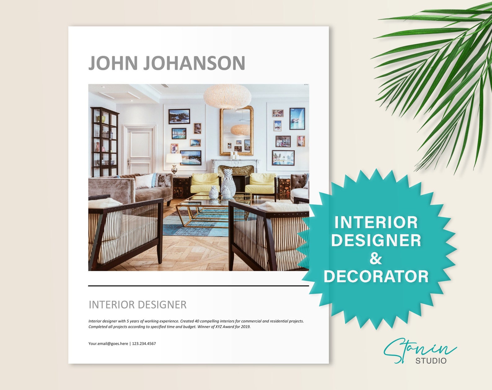 Interior Designer Resume Template Word Interior Decorator Resume ...