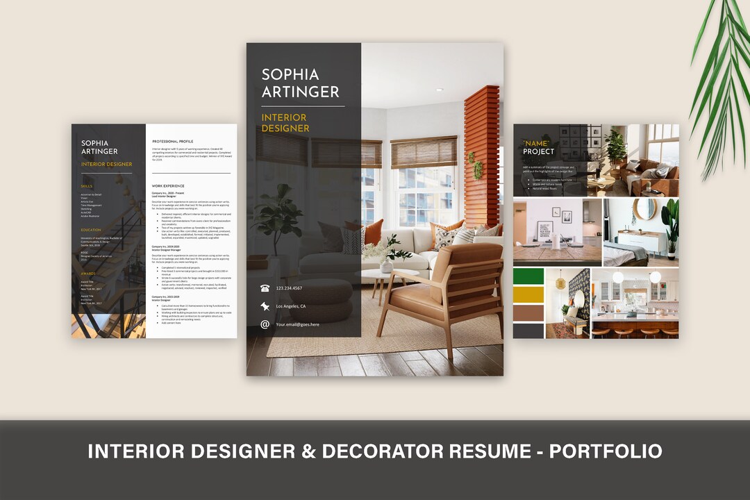 Interior Designer Resume Template | Interior Design Portfolio ...