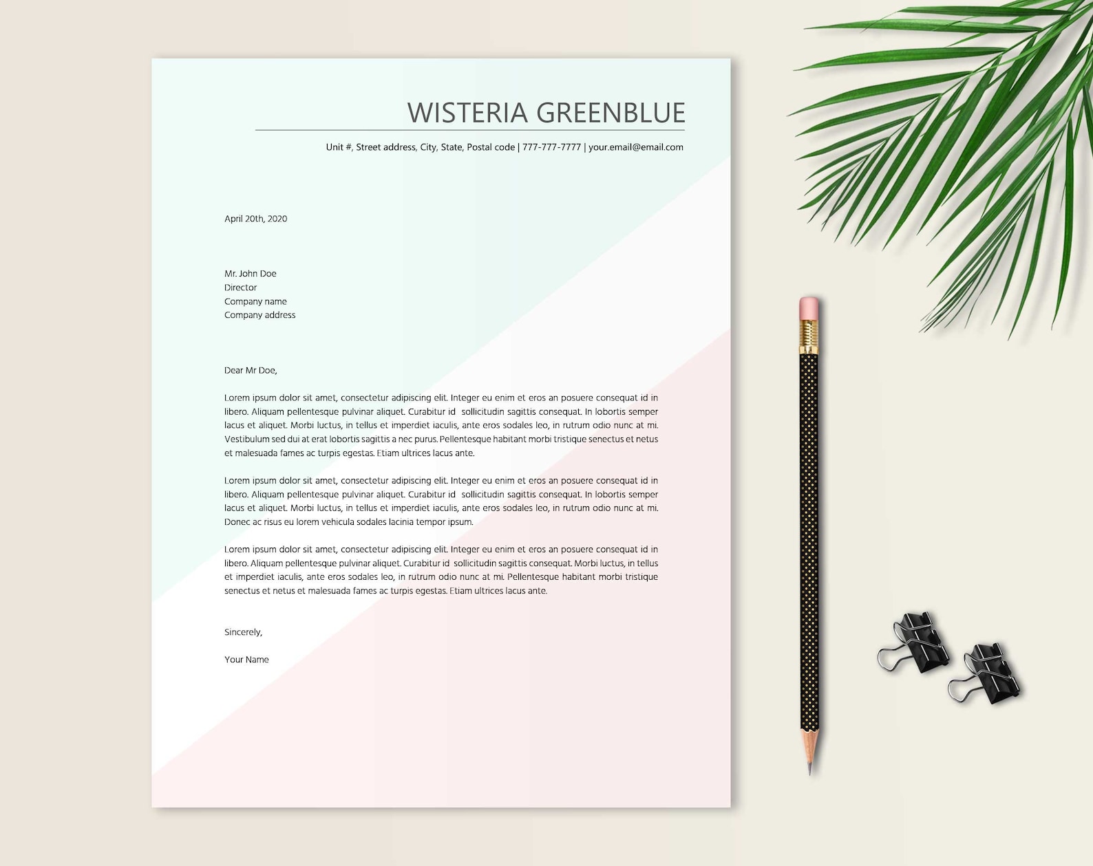 Printable and Editable Stationery Letter Letterhead Template Writing ...