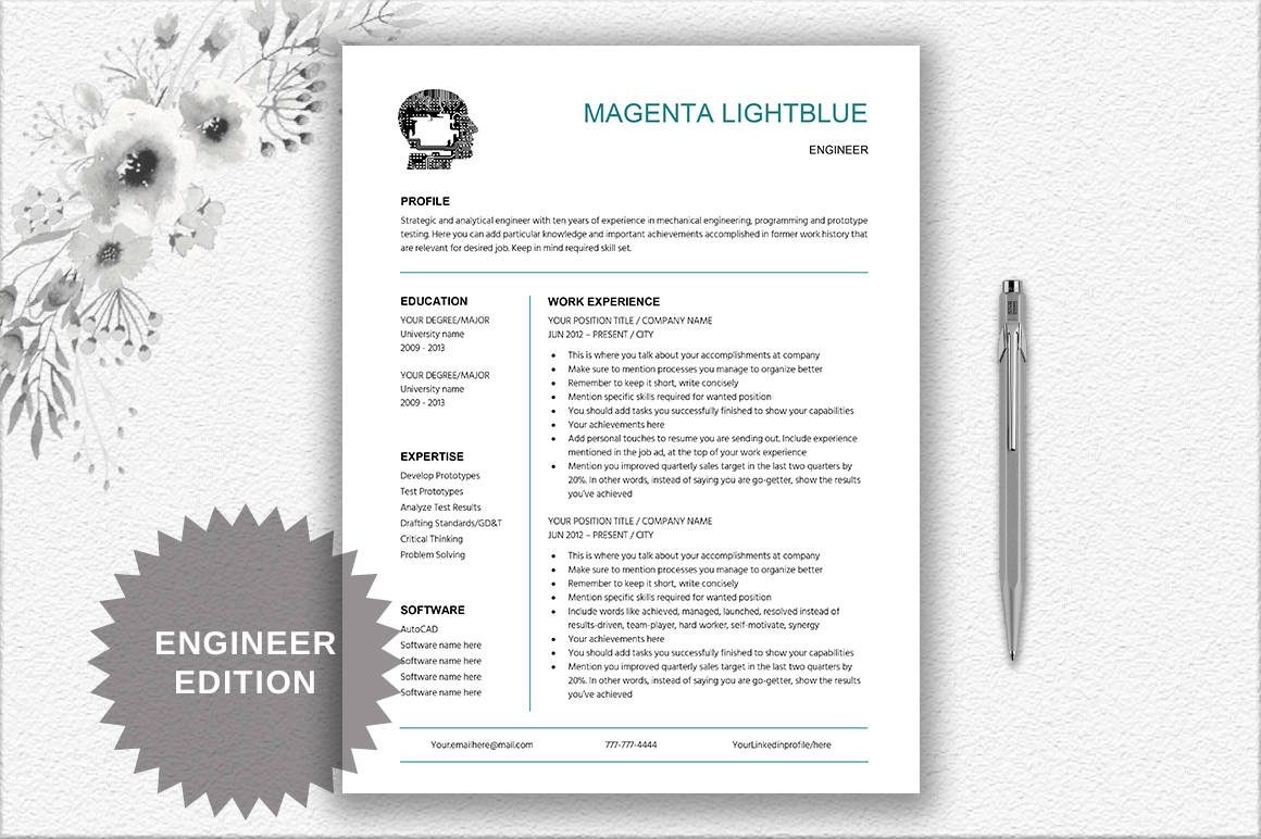 Engineer Resume Template Resume Writing Tips Engineer | Etsy