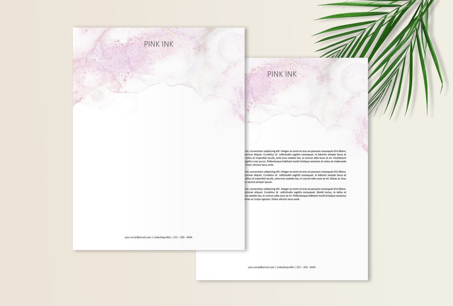 Pink Writing Paper Business Letterhead Indesign Stationery - Etsy Canada