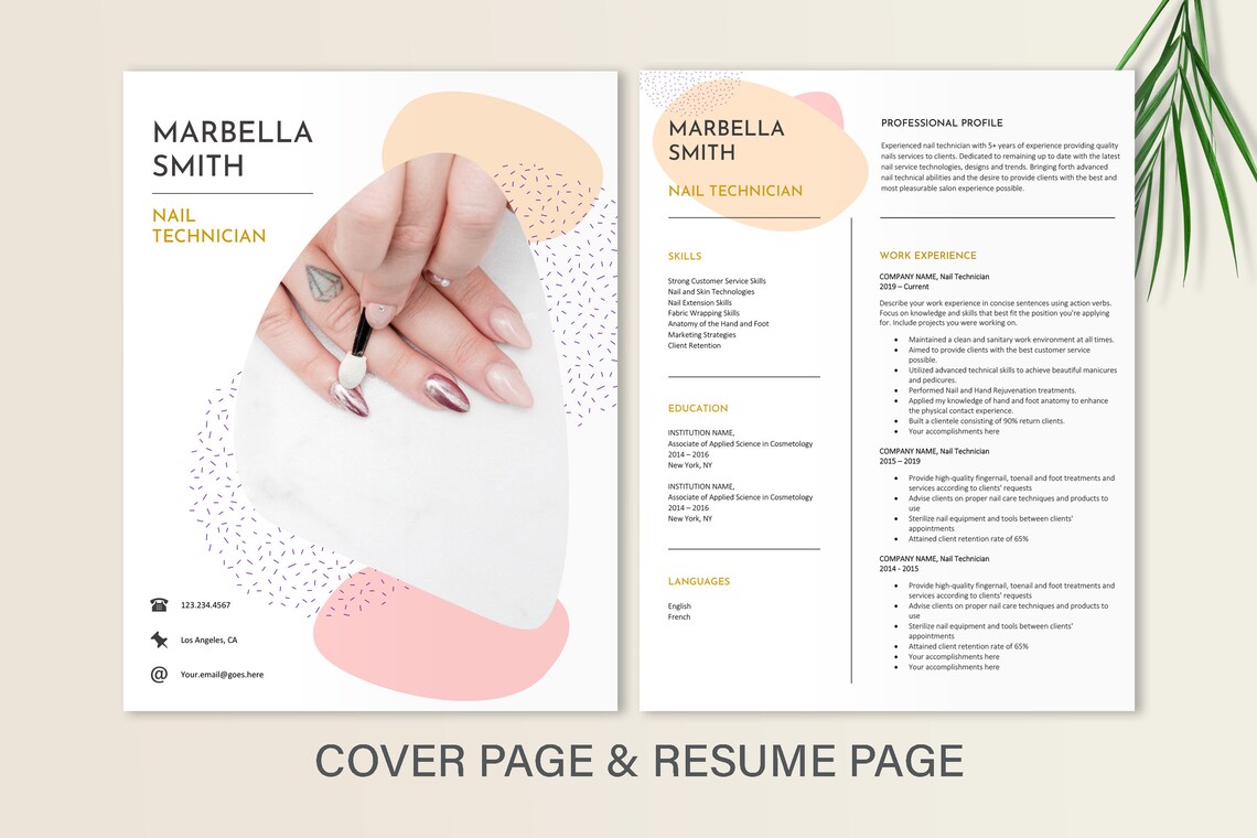 Nail Technician Resume Portfolio, Esthetician Resume, Modern Resume ...