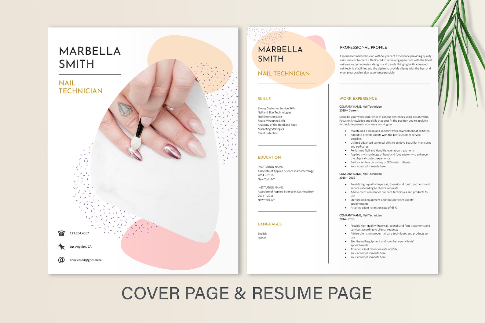 Nail Technician Resume Portfolio, Esthetician Resume, Modern Resume ...