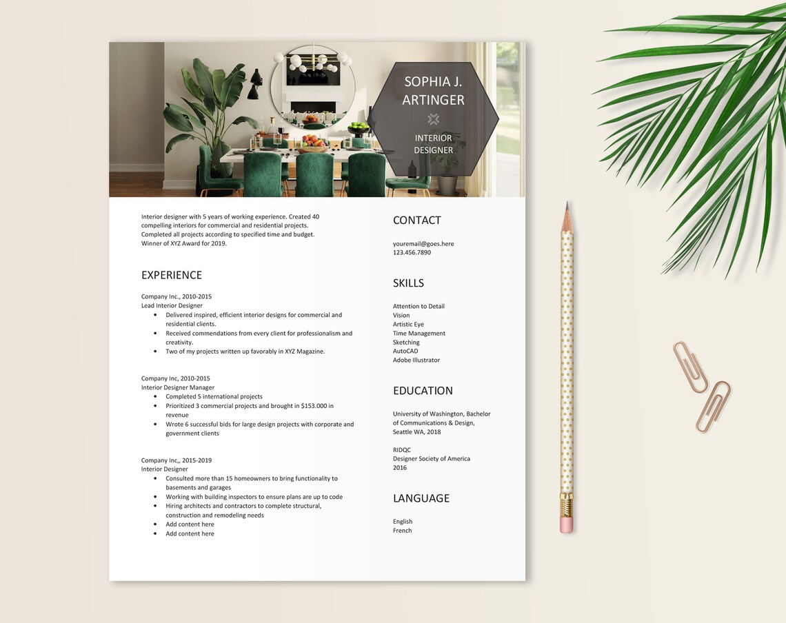 Interior Designer Resume Template Word Interior Decorator Resume ...
