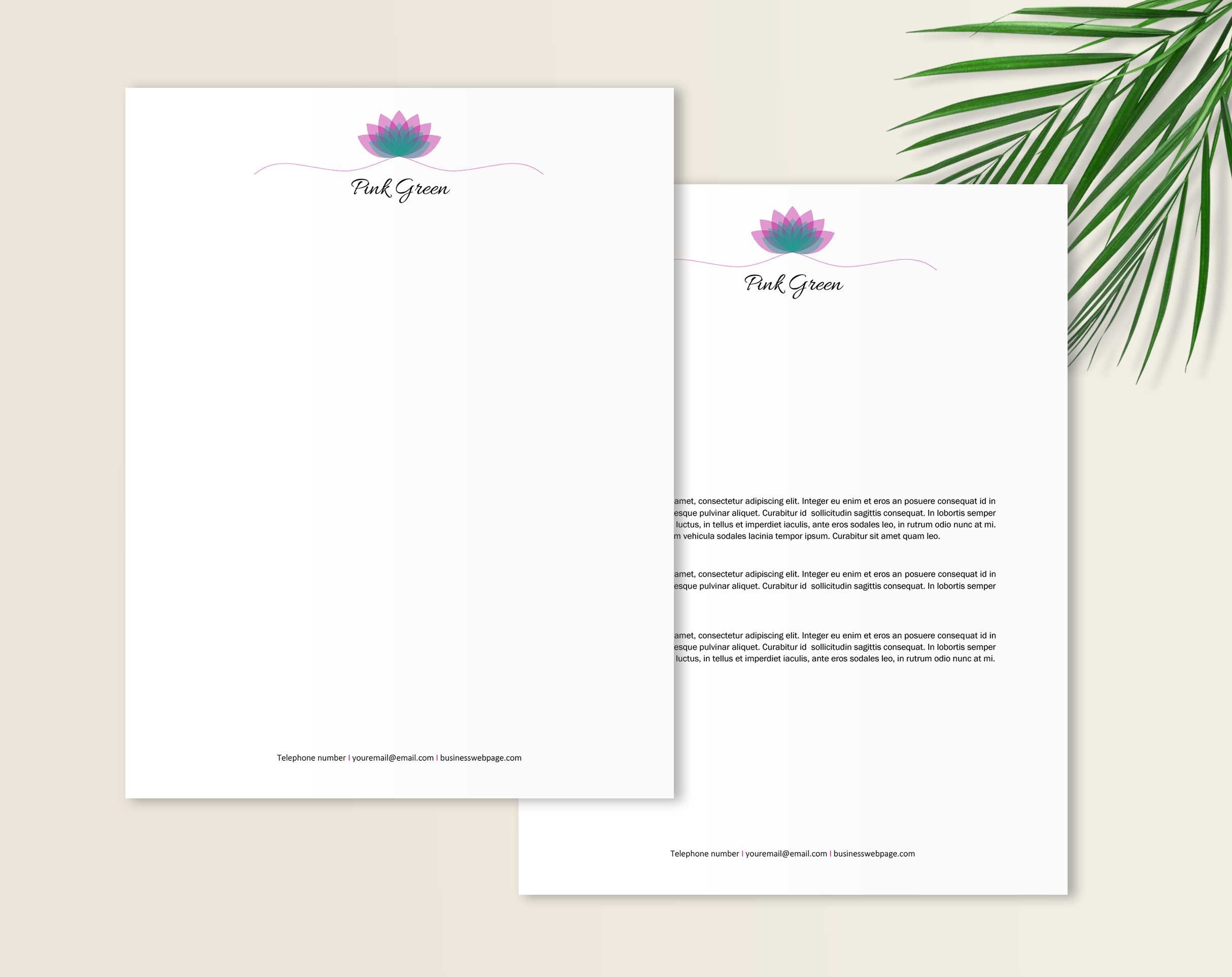 Floral Letterhead Template Lotus Flower Letterhead Design Editable ...