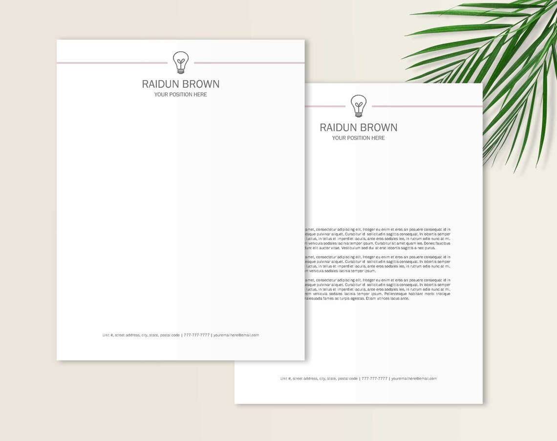 Personalized Letterhead Letterhead Template Letterhead Word Template ...