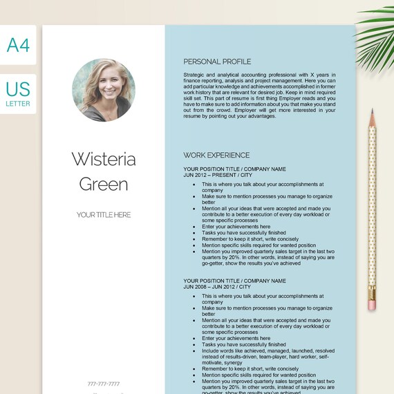 Creative Design CV Template Editable in Word Writing Tips | Etsy