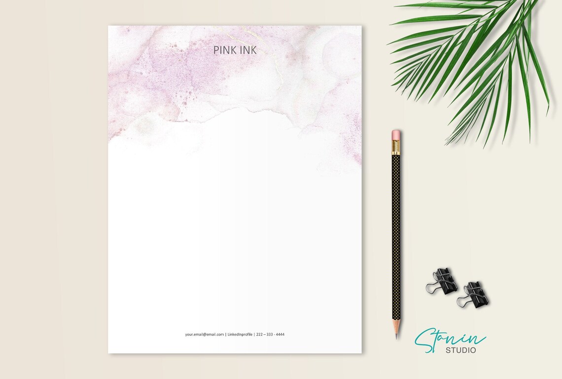 Pink Writing Paper Business Letterhead Indesign Stationery - Etsy Canada