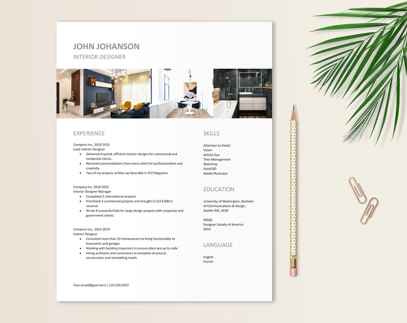 Interior Designer Resume Template Word Interior Decorator Resume ...