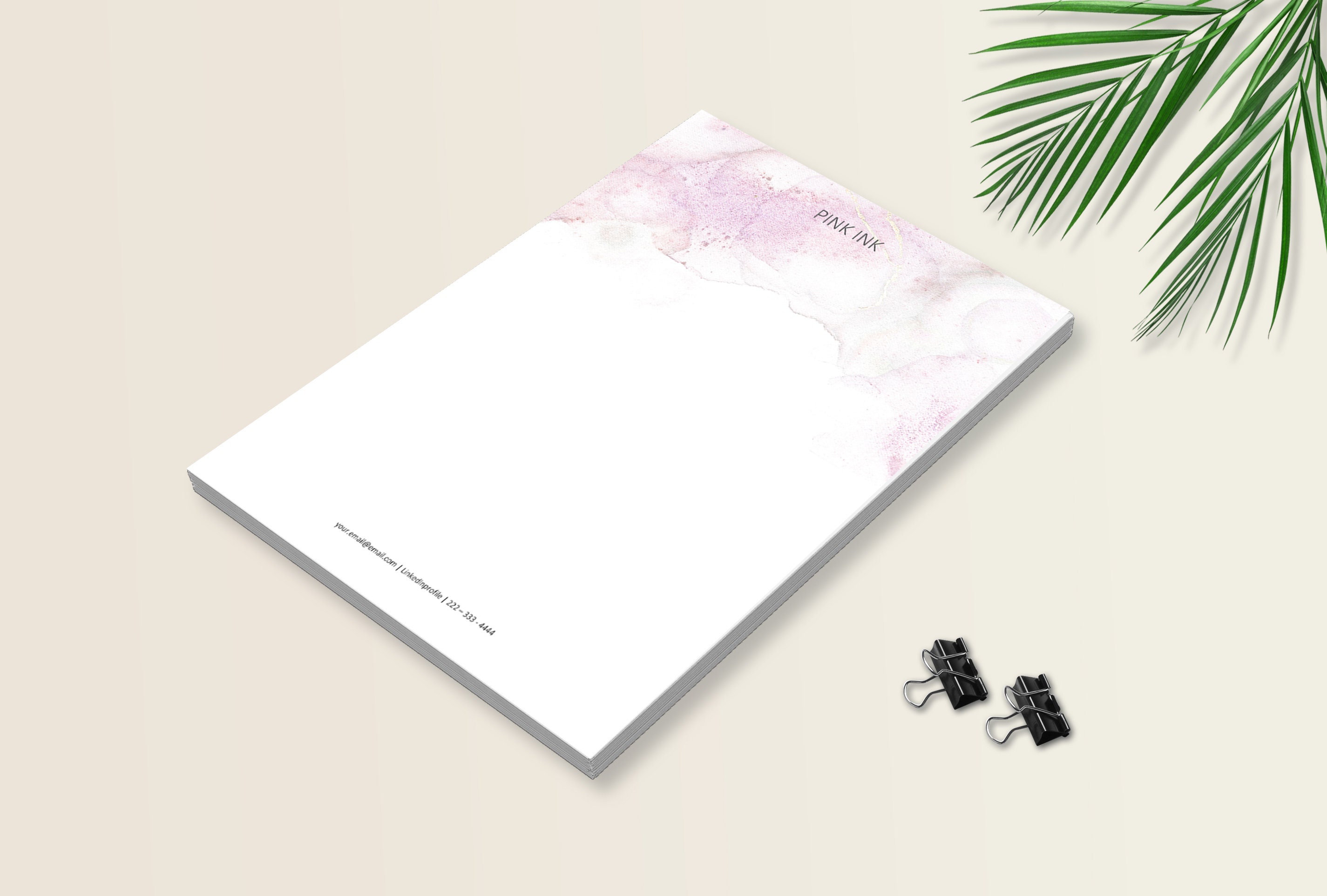 Pink Writing Paper Business Letterhead Indesign Stationery - Etsy Canada