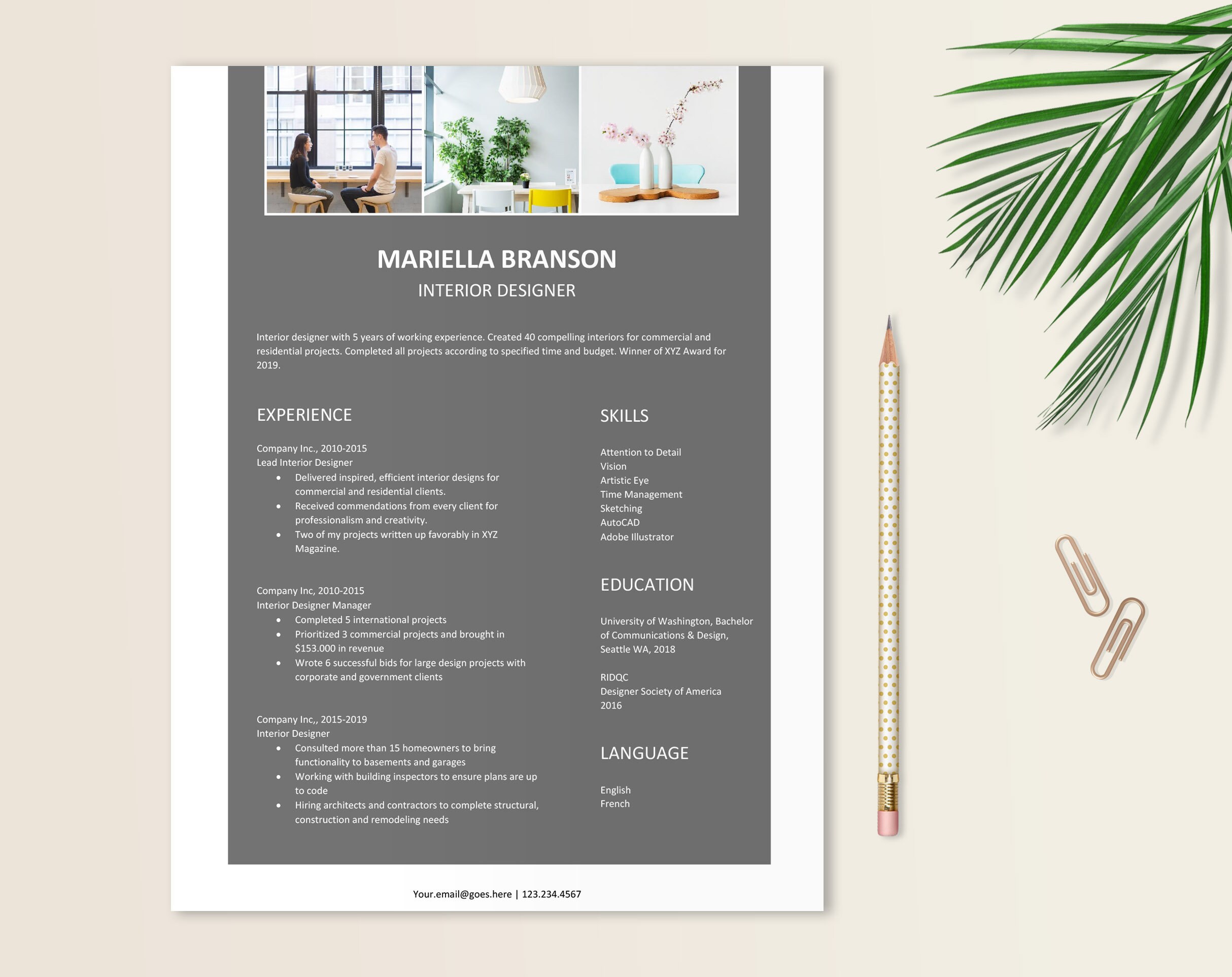 Interior Designer Resume Template Word Interior Decorator Resume ...