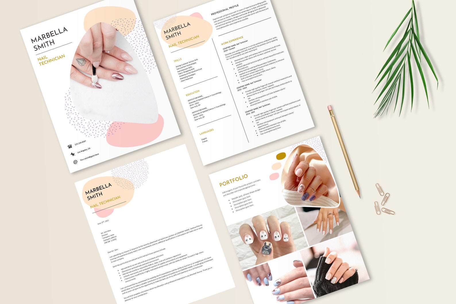 Nail Technician Resume Portfolio, Esthetician Resume, Modern Resume ...
