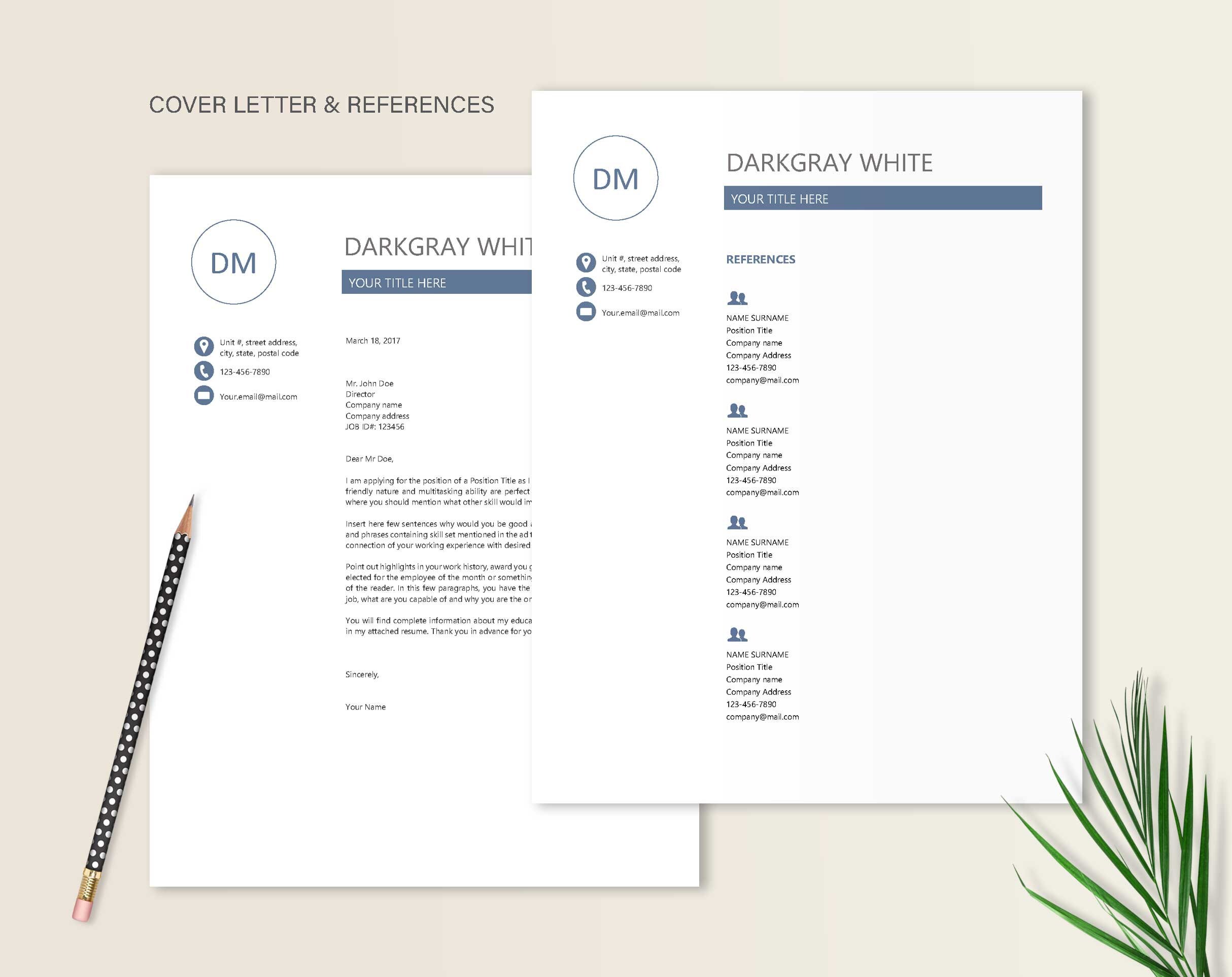 Modern Resume Template / Professional Resume Template for Word + Cover ...