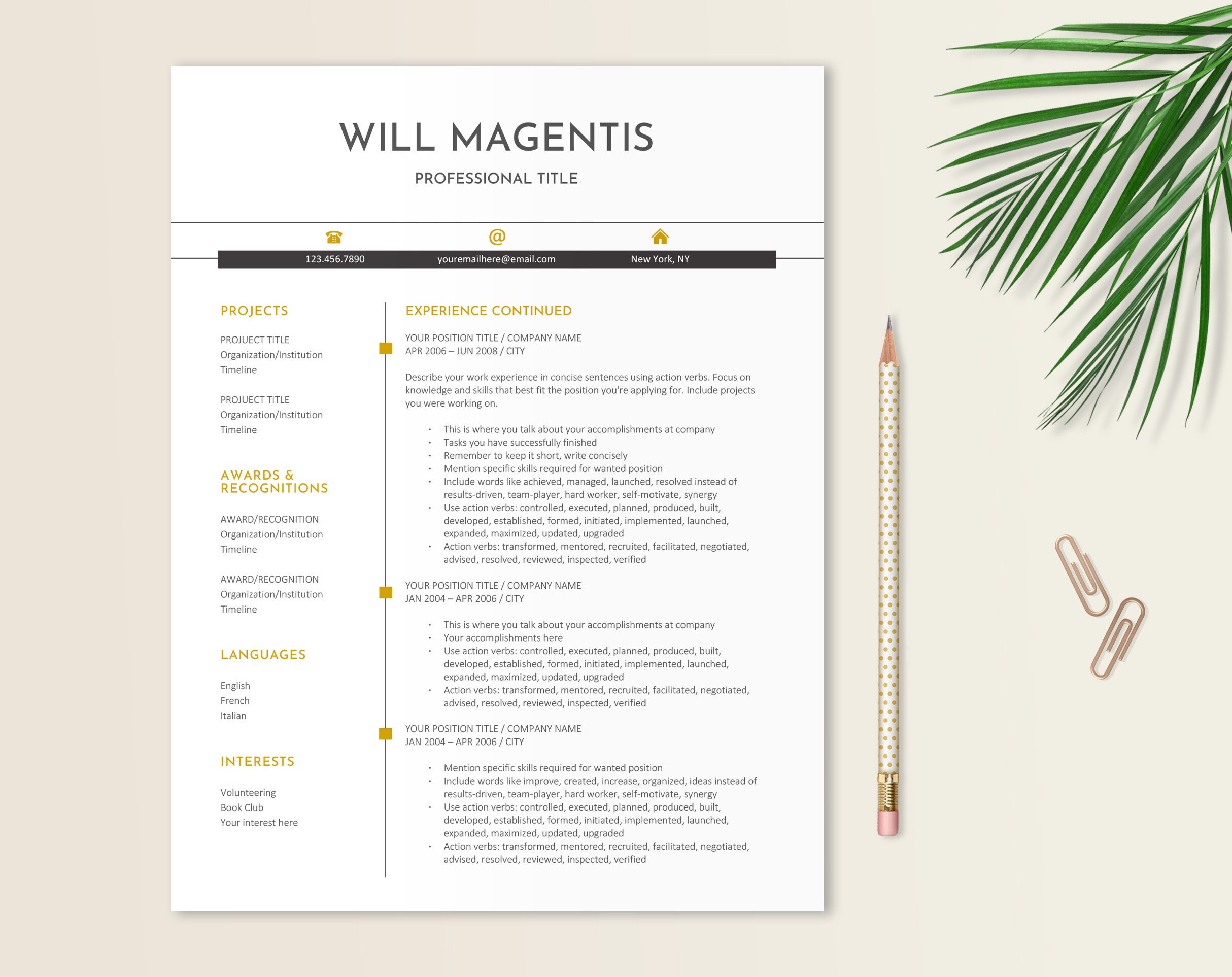 Resume Template, Resume Word, Resume Writing Tips, Executive Resume ...