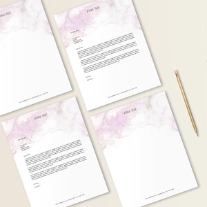 Pink Writing Paper Business Letterhead Indesign Stationery Word ...