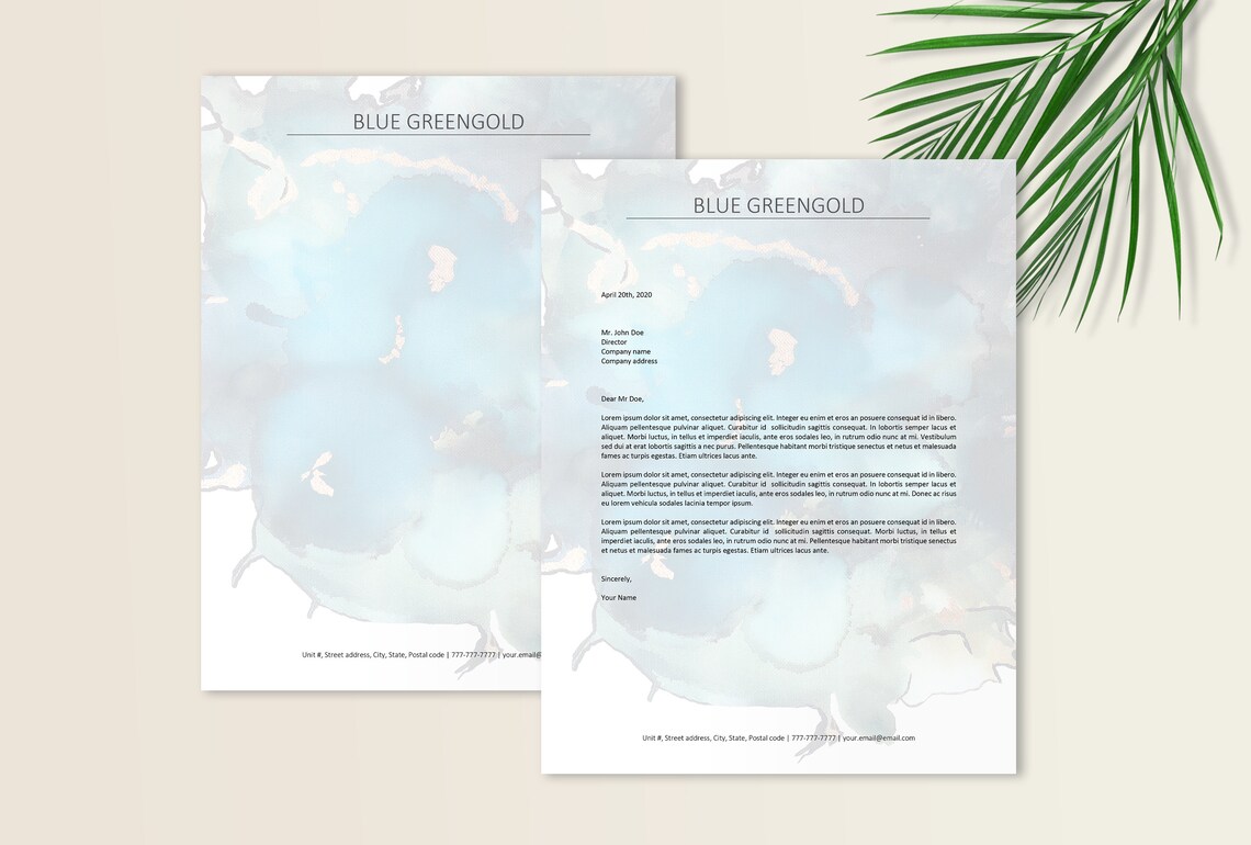 Blue Writing Paper Business Letterhead Indesign Stationery - Etsy Canada