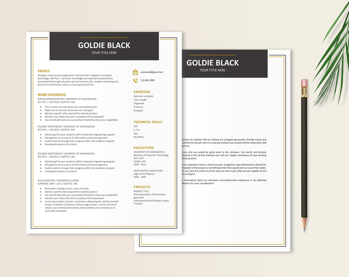 Career Starter Pack CV Starter Pack Internship Resume Template Editable ...
