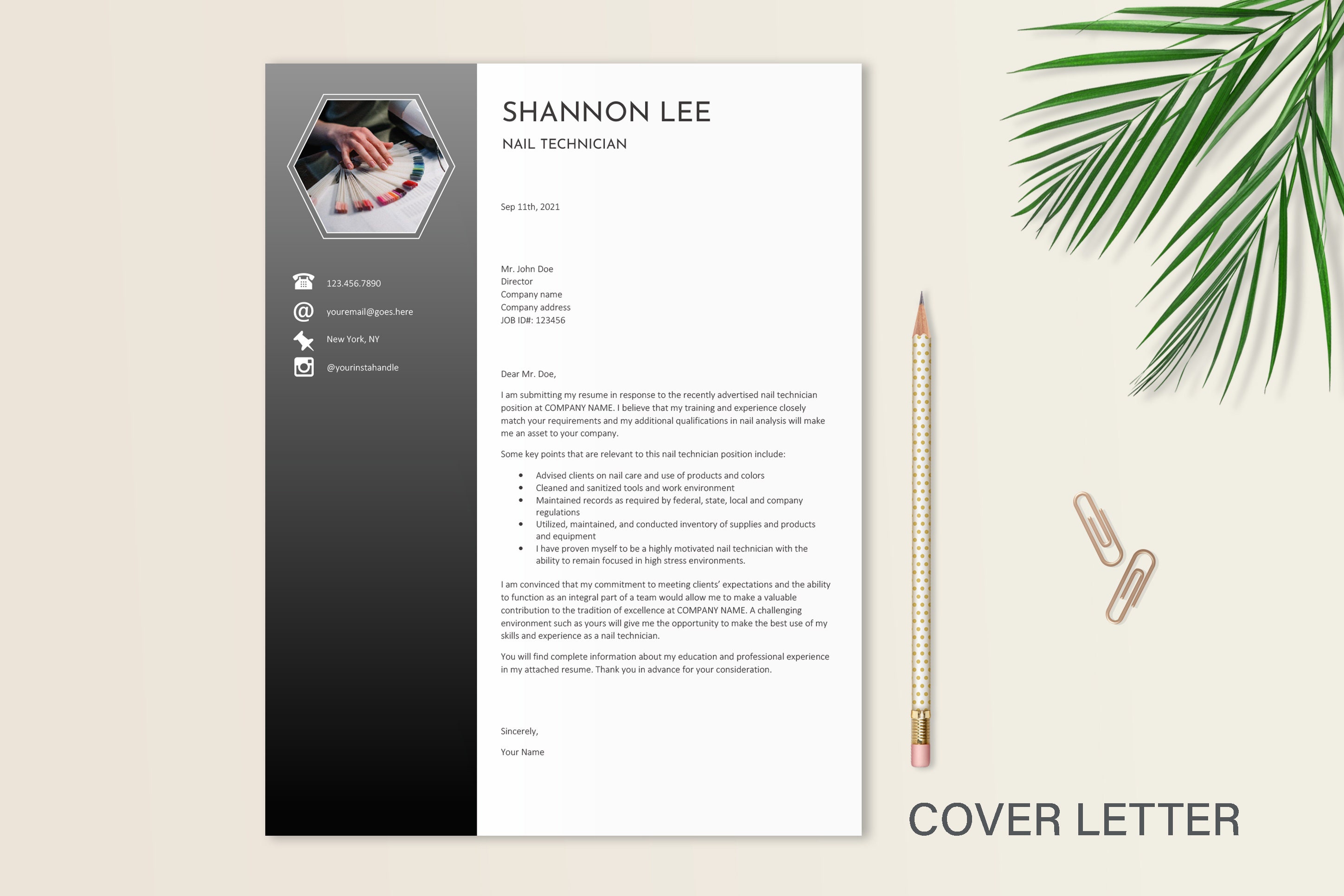 Nail Technician Resume Template, Esthetician Resume, Modern Resume ...