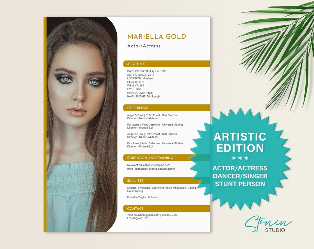 Artistic Resume for Actor/actress, Designers, Photographers, Dancers ...